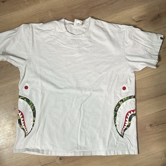 Bape | Shirts | Bape White Shark Teeth Tshirt Xxl Good Used Condition ...